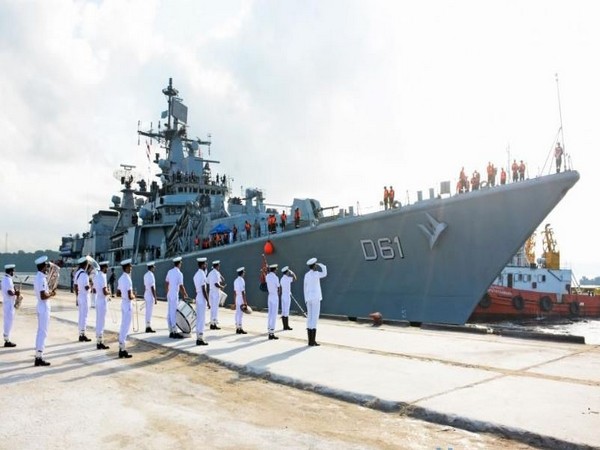 Indian Naval Ship 'Delhi' arrives at Sri Lanka's Trincomalee port
