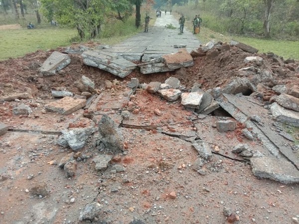 IED explosion by Naxals damage road in Chhattisgarh's Potampara