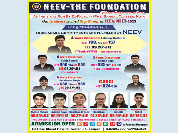 Neev the Foundation Secured Top Positions in JEE & NEET 2023: A ...