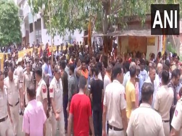 Protest against removal of portion of temple in Delhi's Mandawali