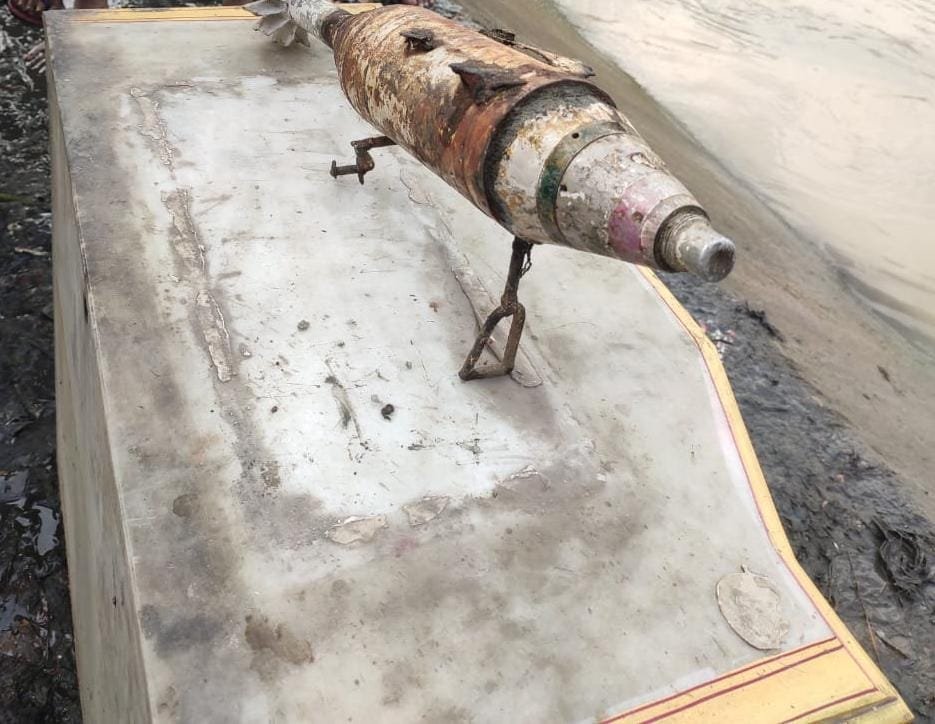 Old shell found in Munak Canal of Delhi's Rohini