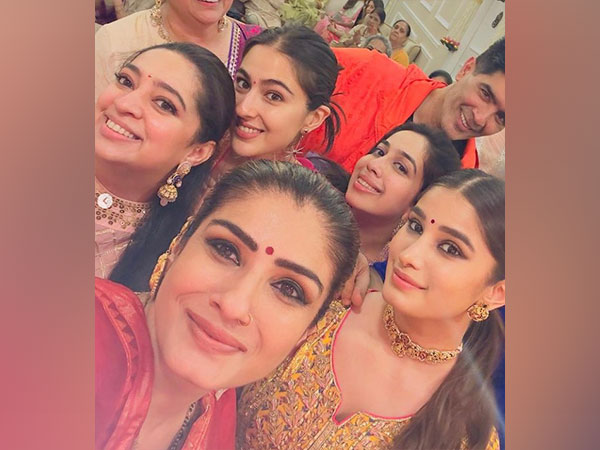 Raveena celebrates 'Ashtami' festival with Rasha Thadani, Sara Ali Khan