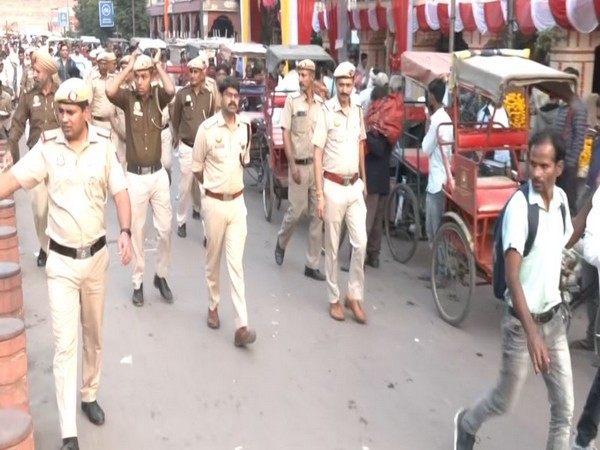 Delhi Police conducts patrolling in Chandni Chowk on Diwali eve