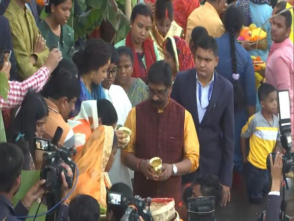 Jharkhand CM Hemant Soren, his wife offer prayers to setting sun in Ranchi