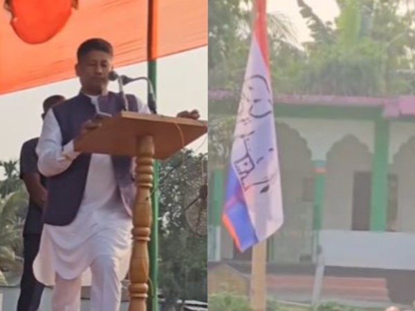 Assam minister Pijush Hazarika pauses speech during Namaz at nearby Mosque