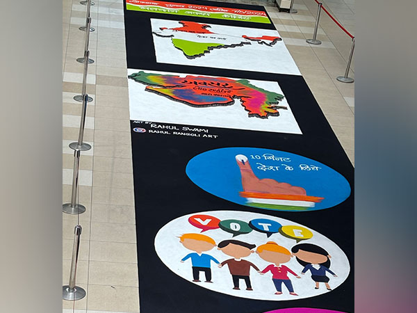Ahmedabad mall displays huge rangoli to promote voting awareness