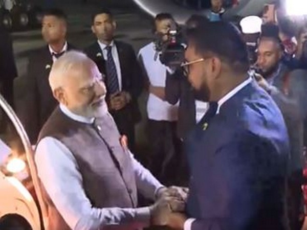 PM Modi lands in Guyana, received by President Irfaan Ali