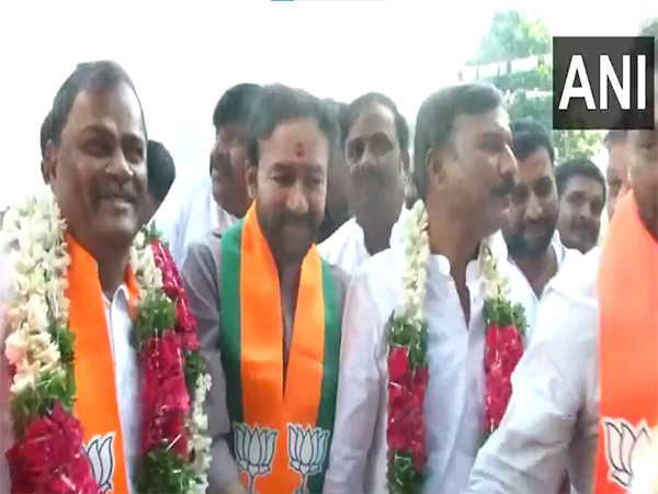 Union Minister G Kishan Reddy celebrates Telangana MLC polls win