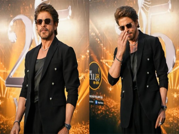 SRK stuns in all-black look at IIFA 2025 green carpet, greets fans with ...