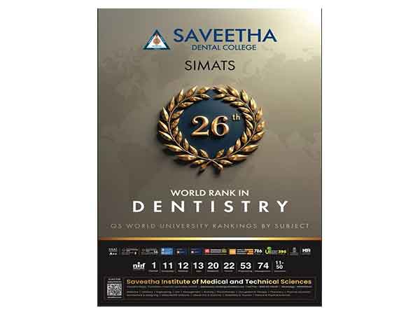 SIMATS Saveetha Joins India's Elite in Global Rankings: Secures 26th ...