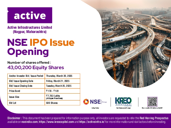 Active Infrastructures Limited Announces IPO on NSE EMERGE, Marking a ...