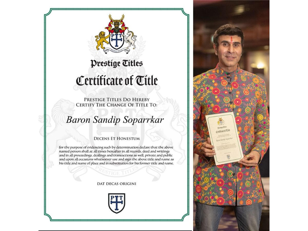 Distinguished Dance Pioneer: Sandip Soparrkar Honored with Baron Title ...