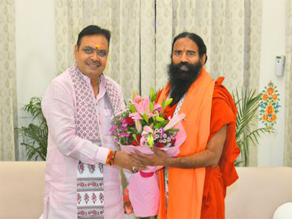 Rajasthan CM Bhajanlal Sharma meets Yoga Guru Baba Ramdev in Jaipur