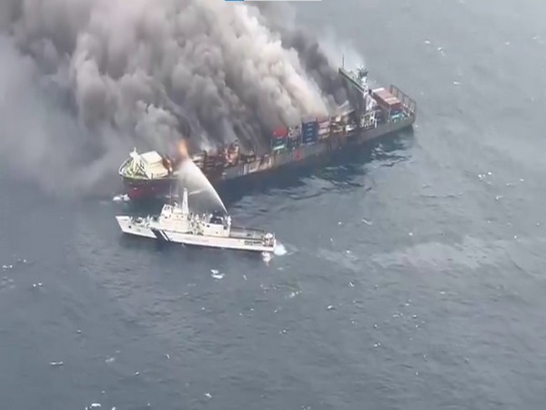 Indian Coast Guard working to combat fire on Singapore-flagged container ship