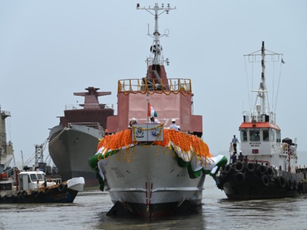 Fifth Fast Patrol Vessel 'Achal' built by Goa Shipyard launched for ICG