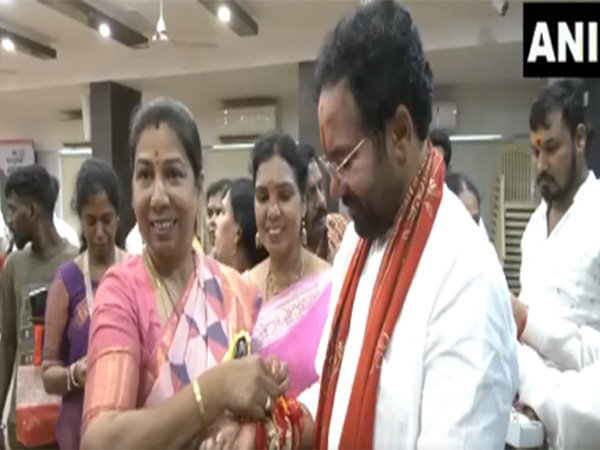 Union Minister G Kishan Reddy celebrates Raksha Bandhan in Hyderabad