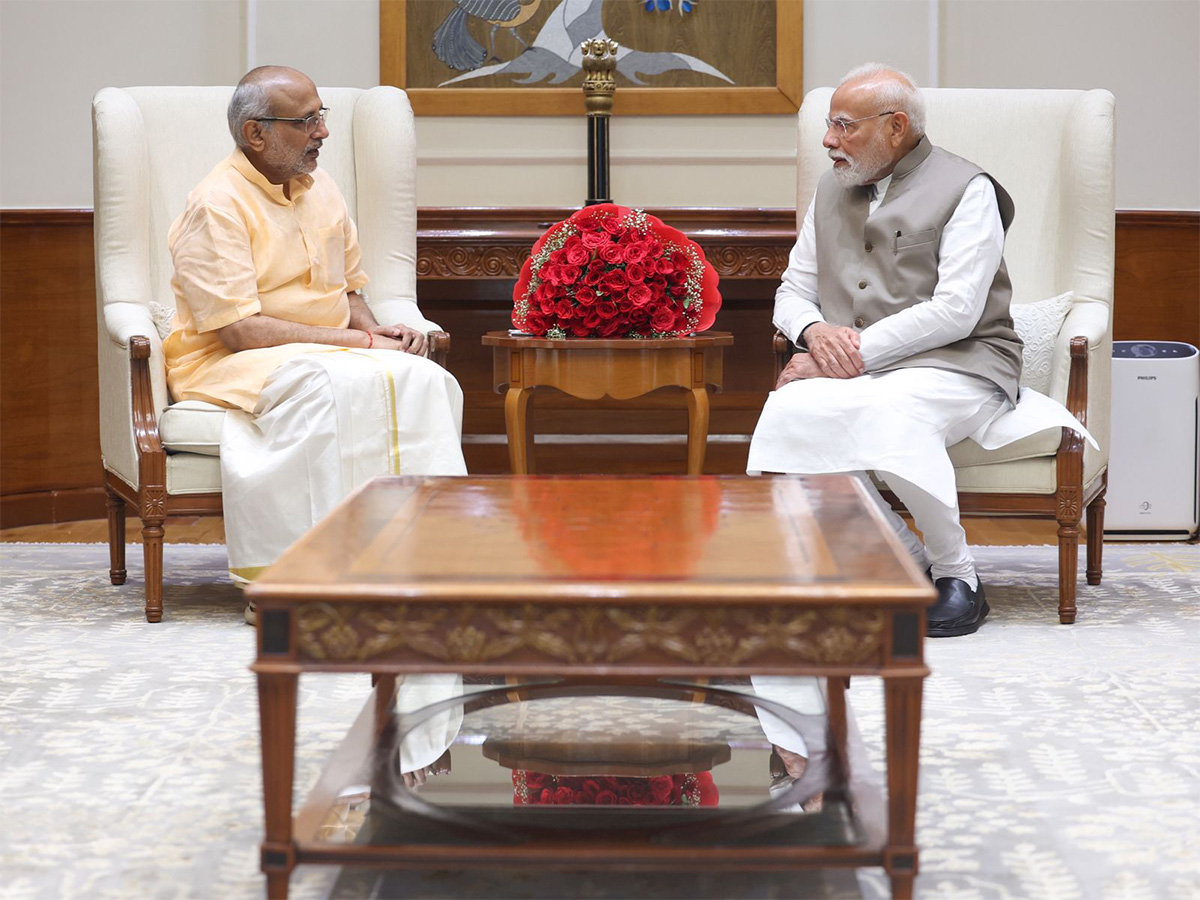 PM Modi meets NDA VP candidate CP Radhakrishnan in Delhi