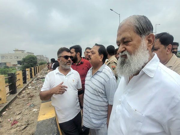 Haryana Minister Anil Vij inspects rising water levels of Tangri river ...