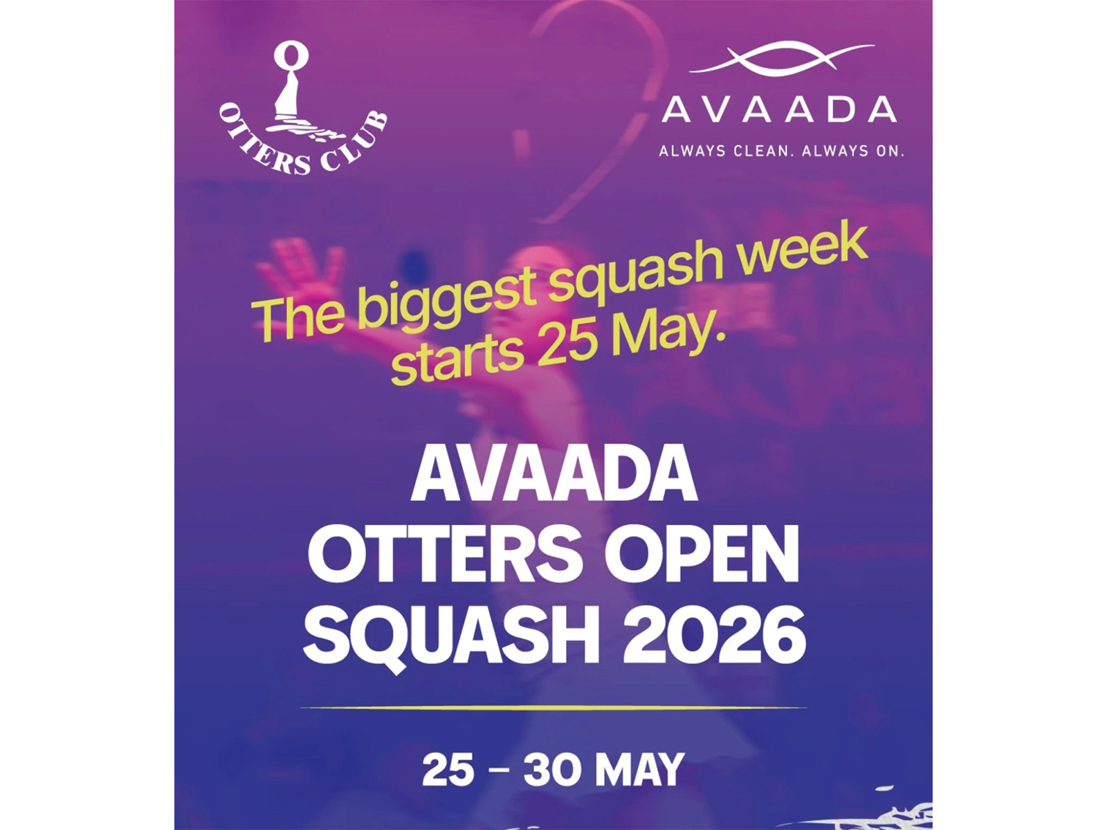 Otters Club Squash Tournament 2026 set to start from May 25