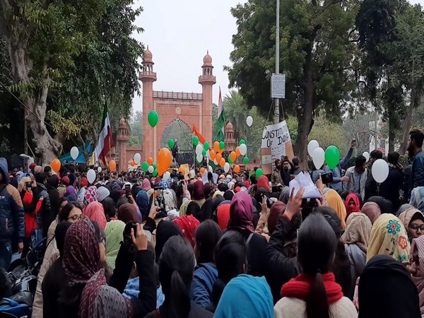 AMU students take out balloon march against CAA, NRC, NPR