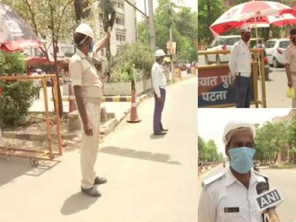 Bihar cops perform duties amid scorching heat, urge people to stay indoors