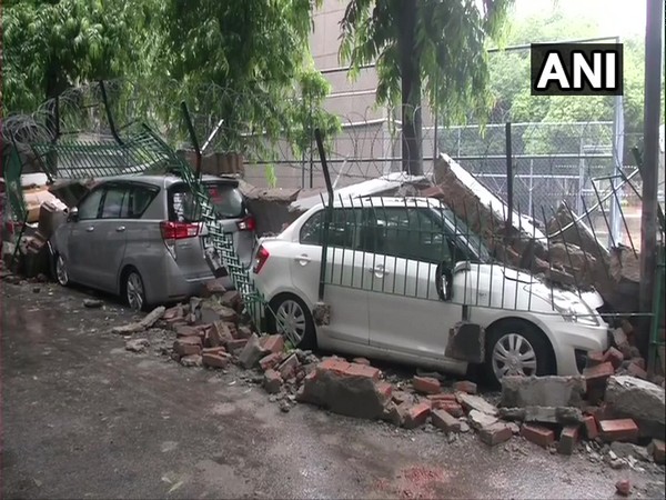 Delhi rains: Vehicles damaged in Saket after sidewall collapses