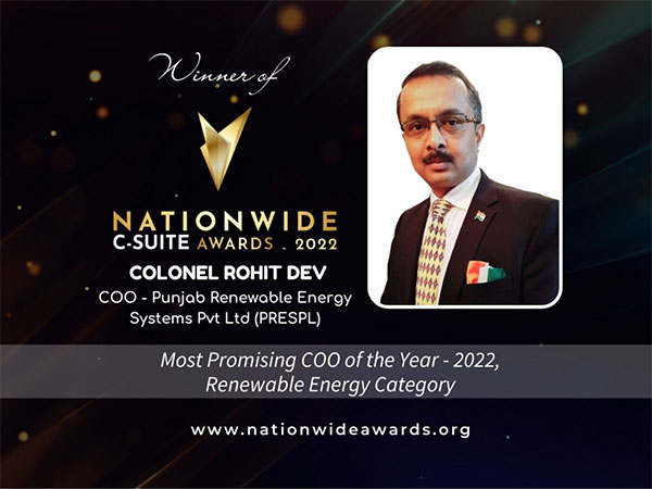 Colonel Rohit Dev Most Promising COO of the Year - 2022, Renewable ...