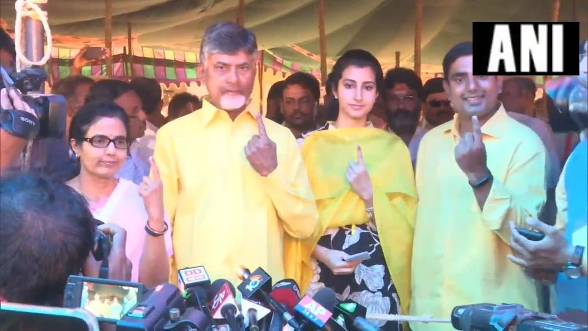 Andhra Pradesh: Naidu, son Lokesh cast vote in Magalagiri