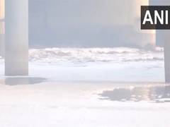 Toxic foam seen floating on Yamuna River in Kalindi Kunj area