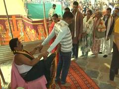 A remarkable feat, Artatrana Baba cures people with a touch of his feet