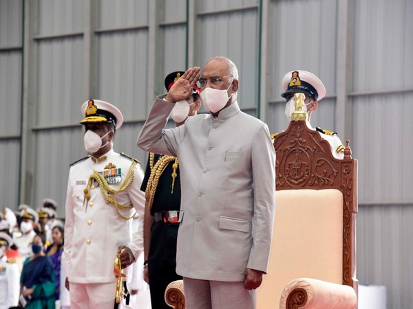 President Kovind presents President's Colour to naval aviation at INS Hansa