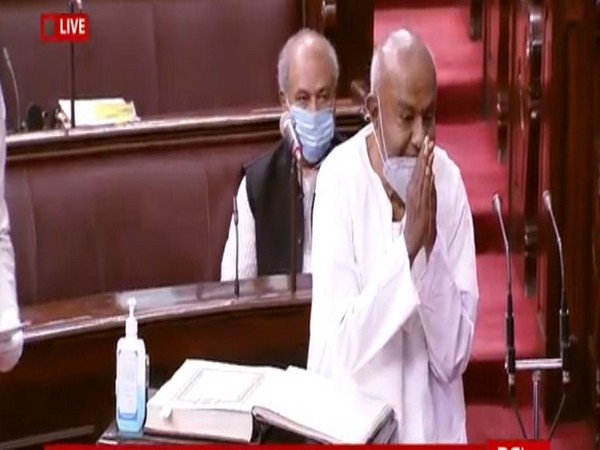 HD Deve Gowda takes oath as Rajya Sabha member