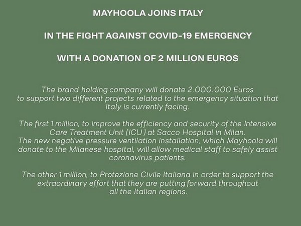 Mayhoola donates 2 million euros to fight COVID-19