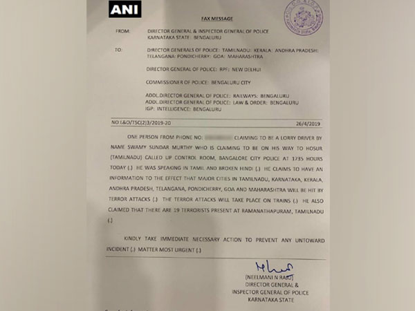Karnataka DGP warns counterparts of terror attacks in 7 states, UT