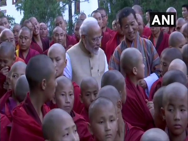 PM Modi meets monks at Simtokha Dzong in Bhutan