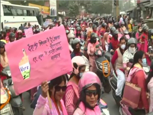 UP polls: Women take out 'Pink rally' in Varanasi to increase awareness ...