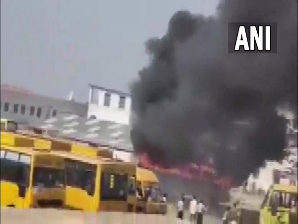 J-K: Private school bus catches fire in Jammu